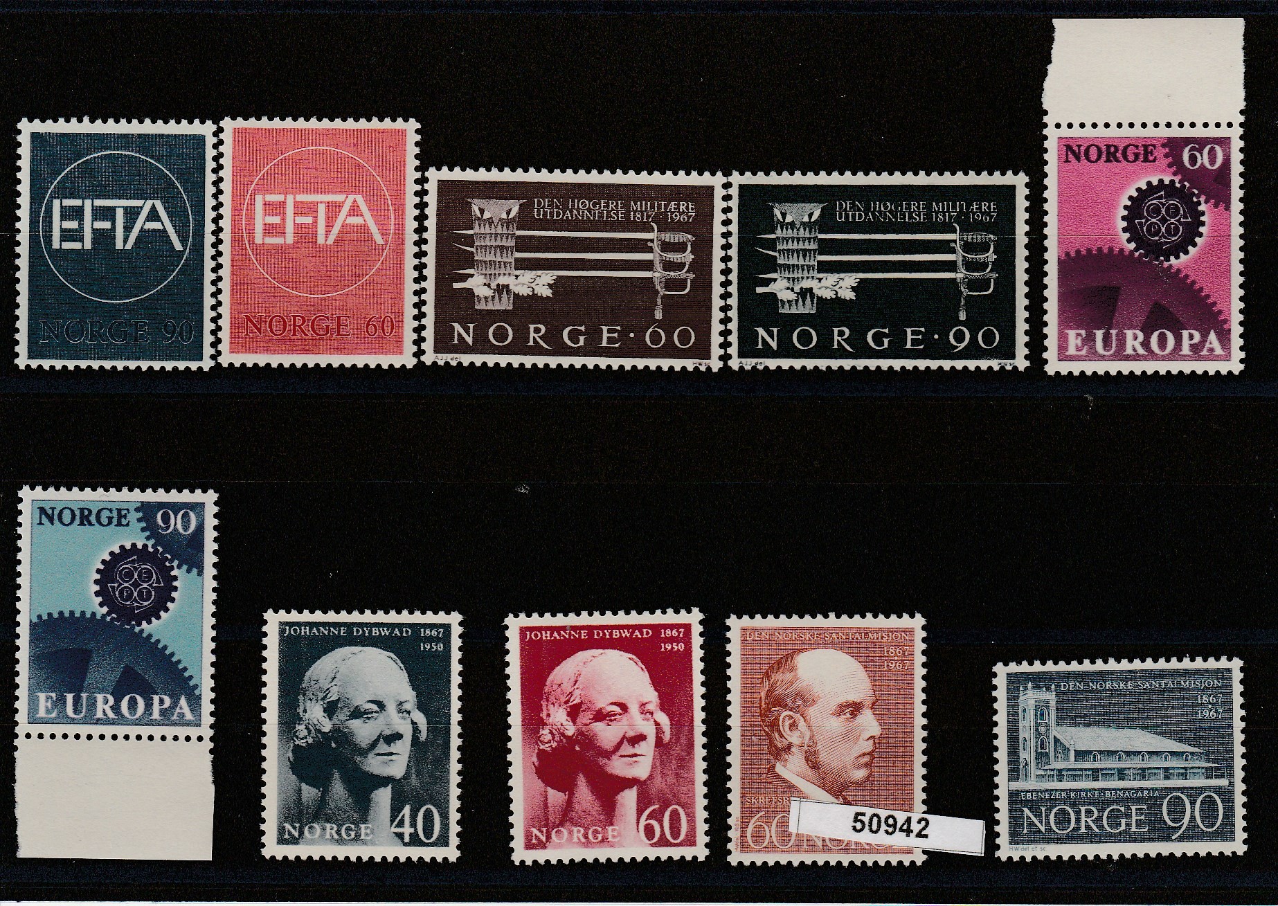 1967  Norvegia  Annata  Completa 10 V  Mf50942