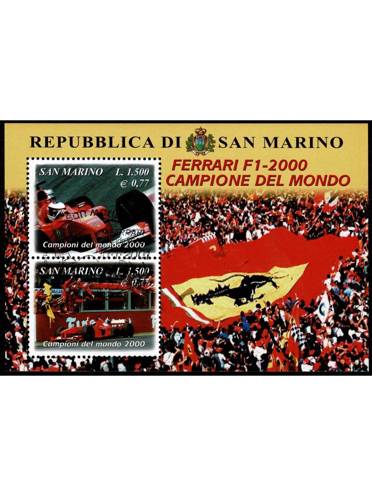 2001 SAN MARINO FERRARI CAMPIONE F1 FOGLIETTO - 1 BF USATO FDC MF133893
